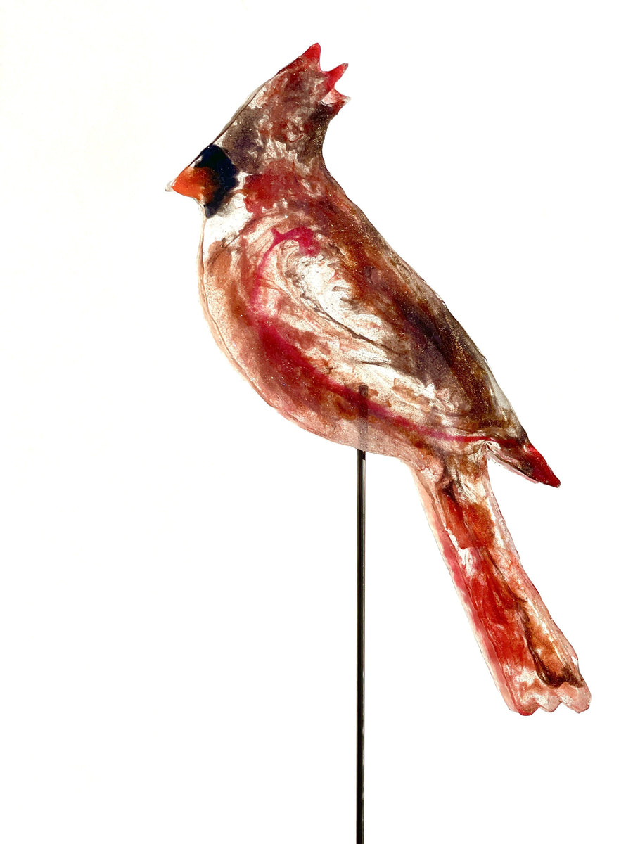 Large Lady (Brown) Cardinal - Bird on a Stick